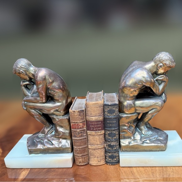 Art | Bronze Metal Thinker Sculpture Art Bookends | Poshmark
